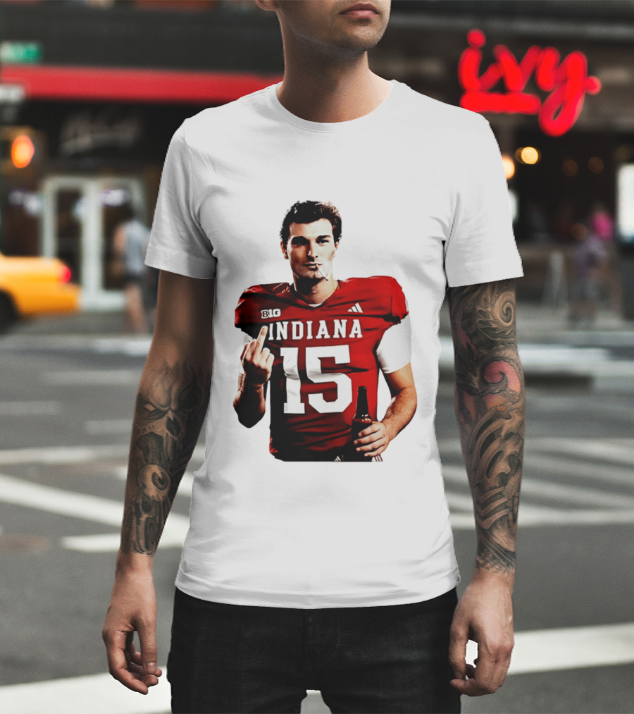 Indiana Hoosiers 15 Middle Finger Smoking Football Player T-Shirt