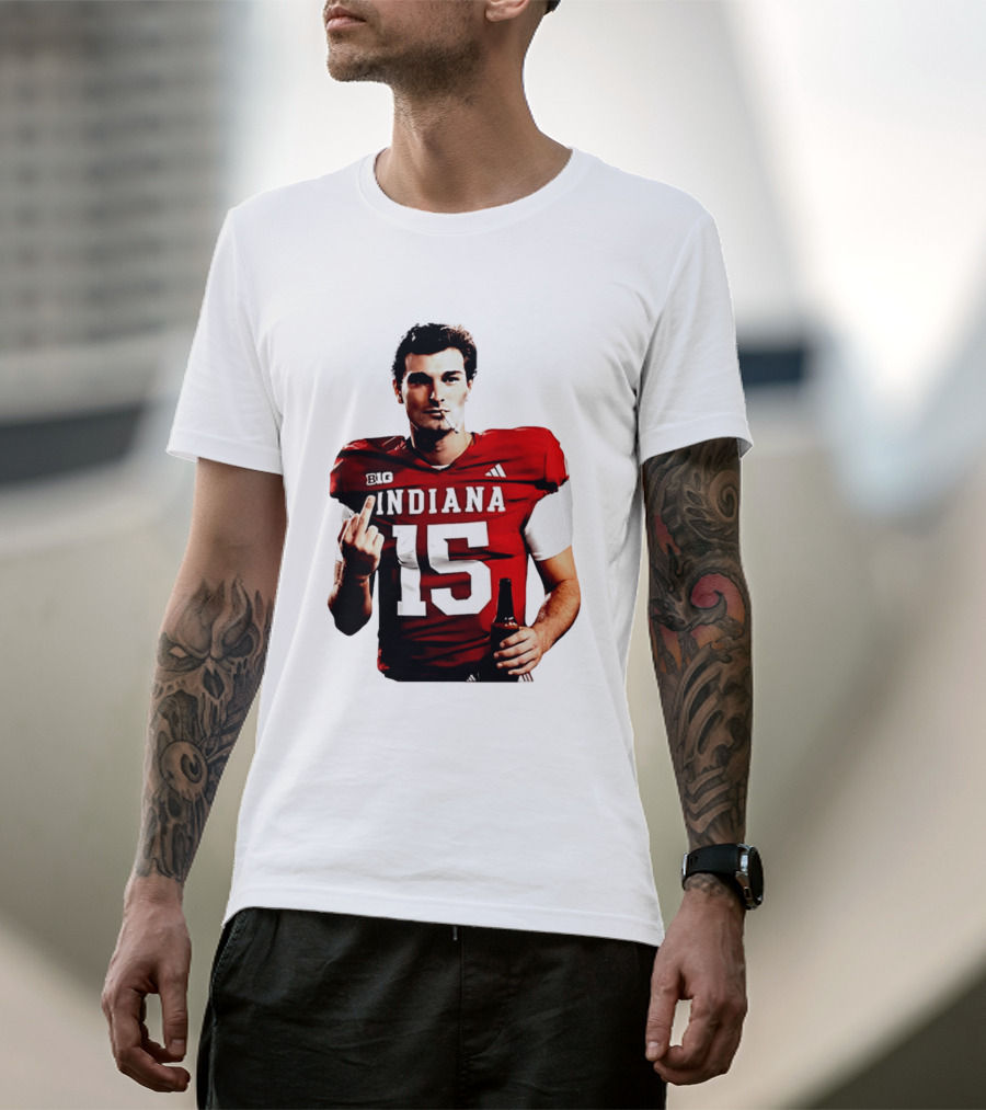 Indiana Hoosiers 15 Middle Finger Smoking Football Player T-Shirt