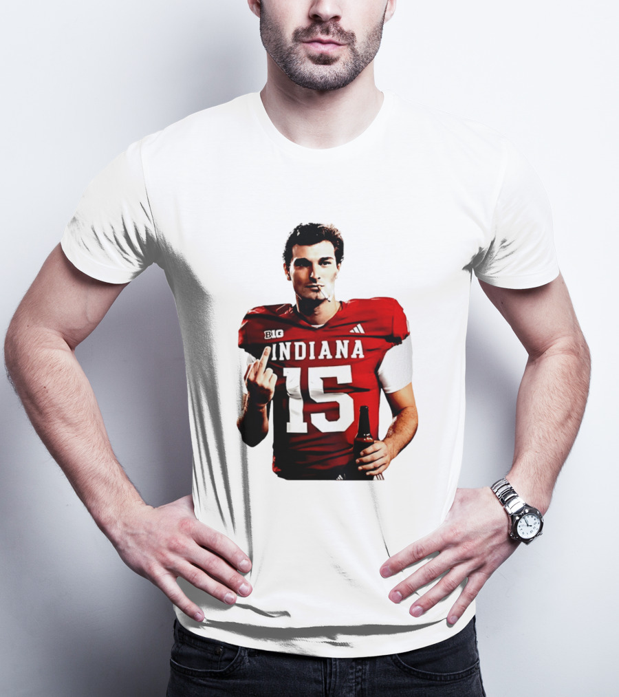Indiana Hoosiers 15 Middle Finger Smoking Football Player T-Shirt