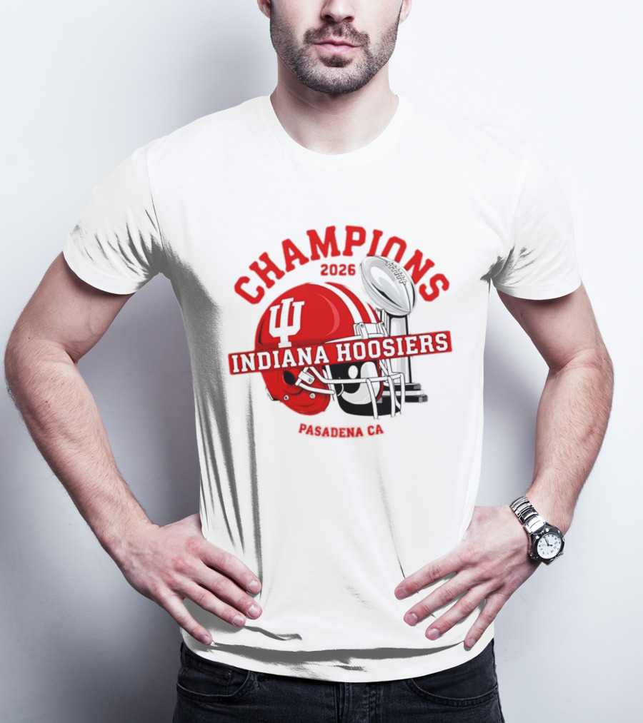 Indiana Hoosiers 2026 Champions Helmet Trophy Football Victory T-Shirt