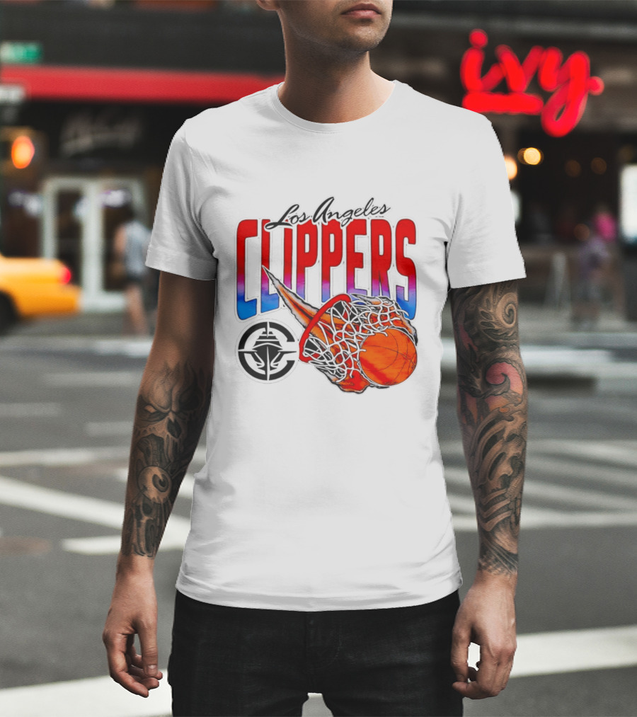 Los Angeles Clippers Basketball Flaming Hoop T-Shirt