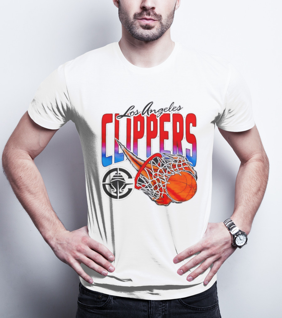 Los Angeles Clippers Basketball Flaming Hoop T-Shirt