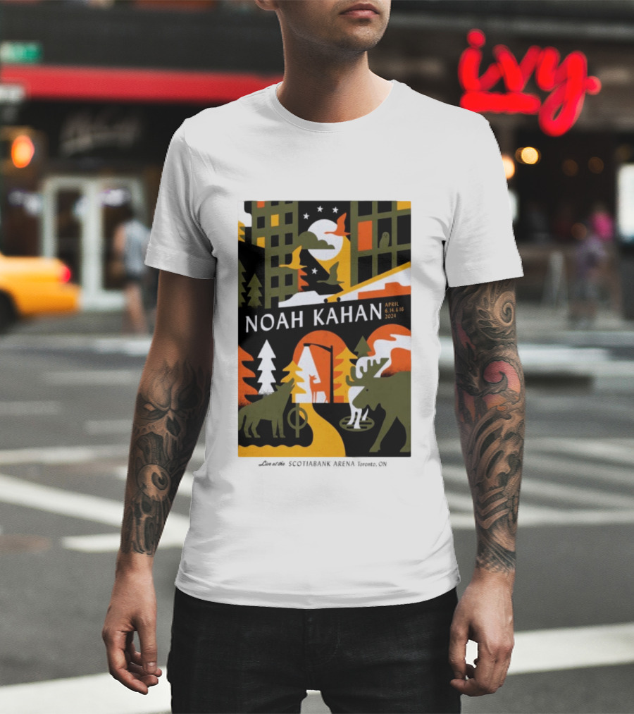 Noah Kahan April 6 14 16 2024 Toronto Wildlife Cityscape T-Shirt