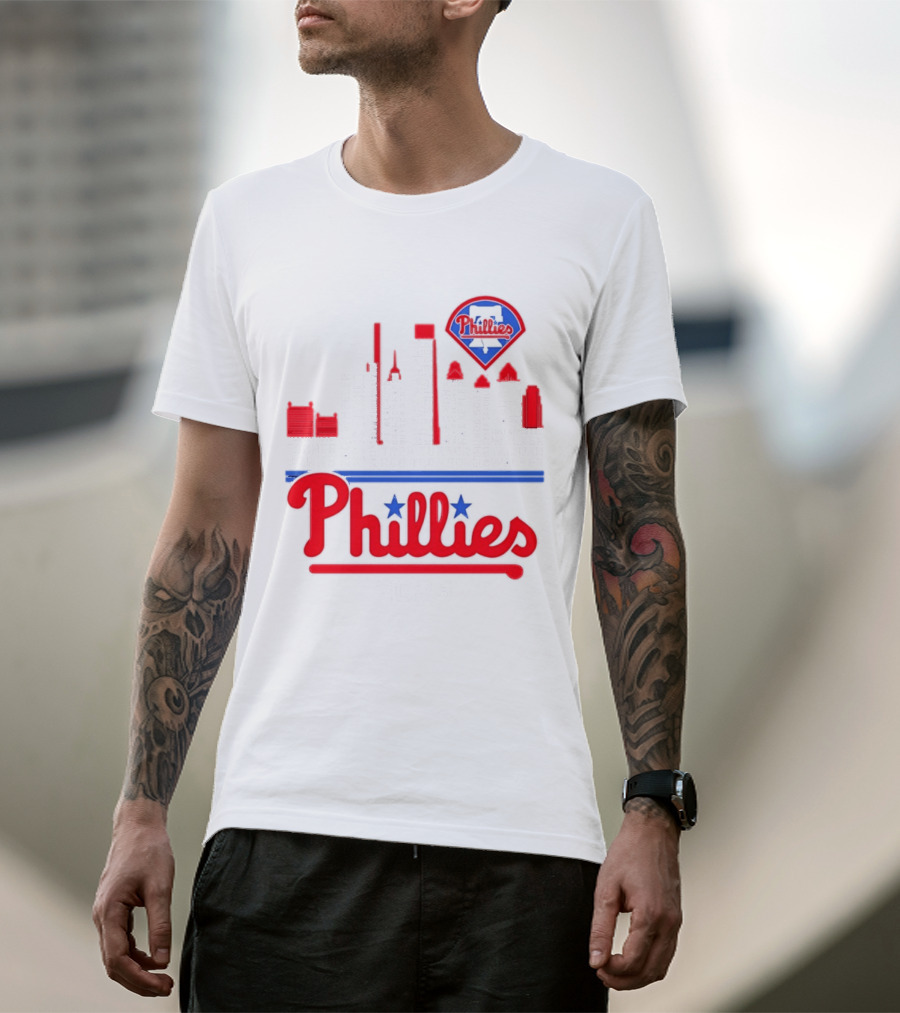 Philadelphia Phillies 2025 City Skyline And Players Names T-Shirt