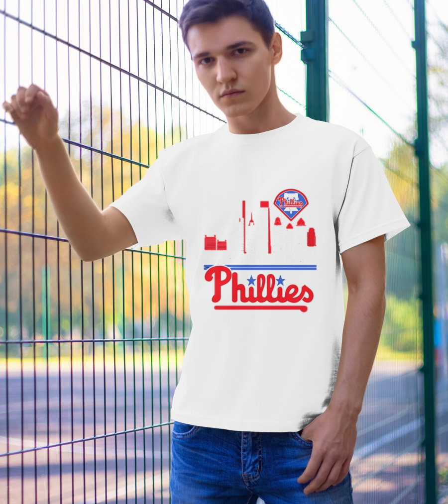 Philadelphia Phillies 2025 City Skyline And Players Names T-Shirt