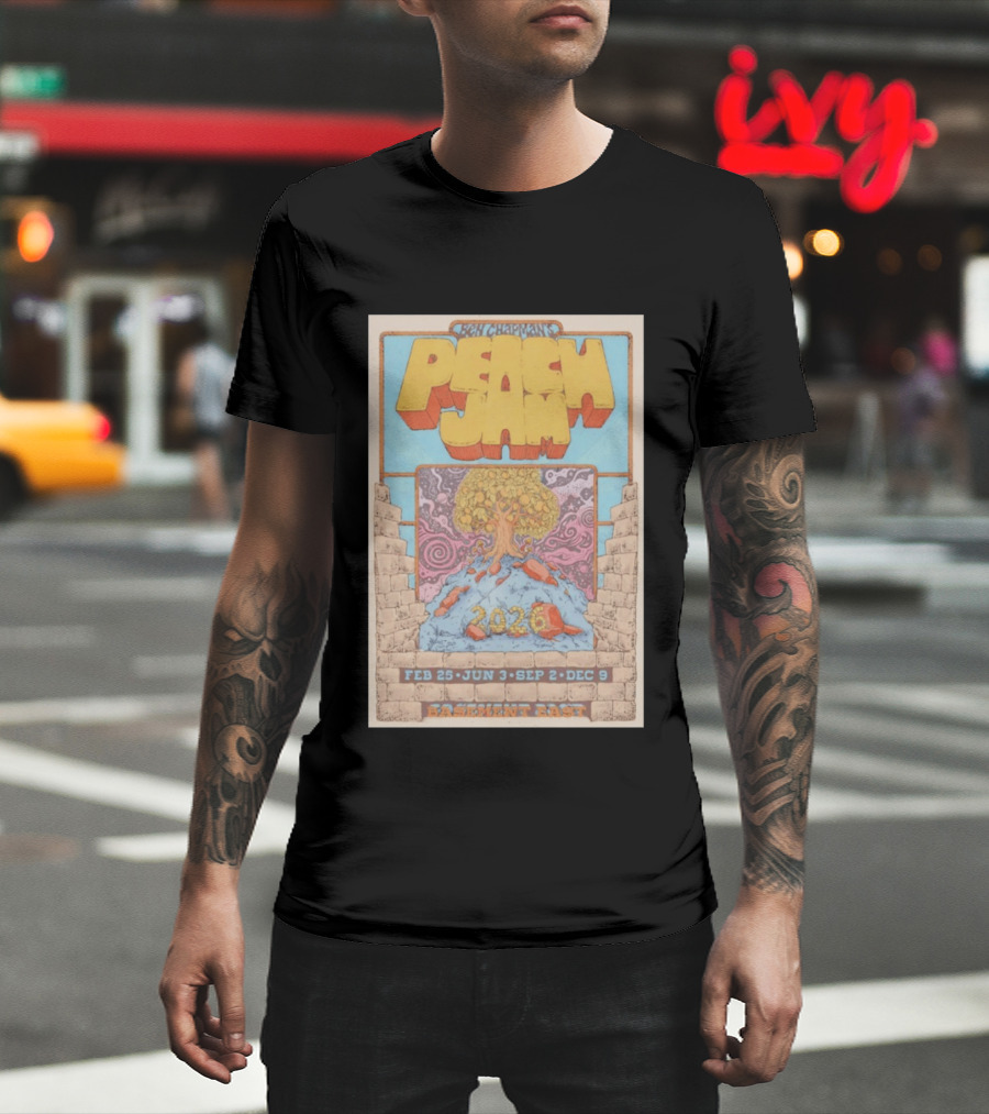 Ben Chapman Peach Jam 2026 Basement East Feb 25 Jun 3 Sep 2 Dec 9 T-Shirt