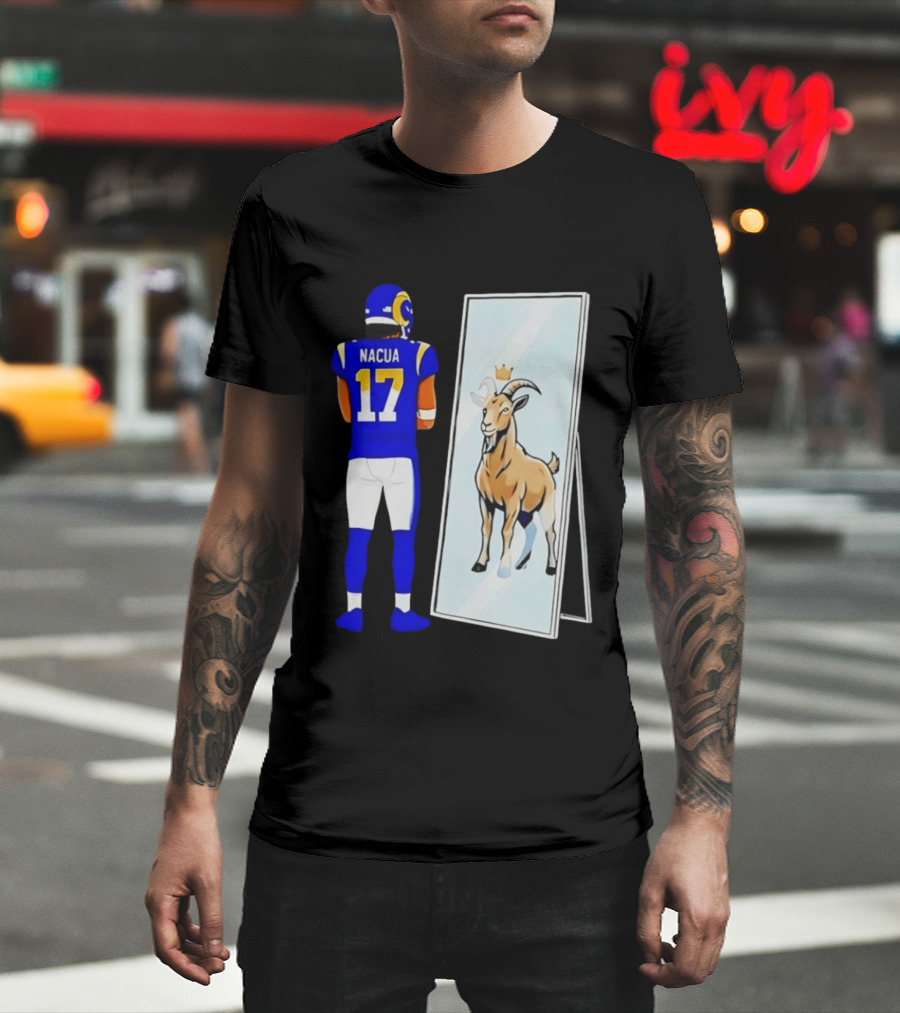 Puka Nacua 17 Los Angeles Rams Mirror Goat Crown T-Shirt