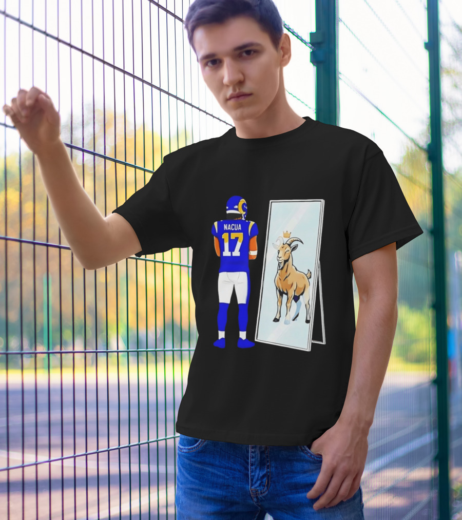 Puka Nacua 17 Los Angeles Rams Mirror Goat Crown T-Shirt