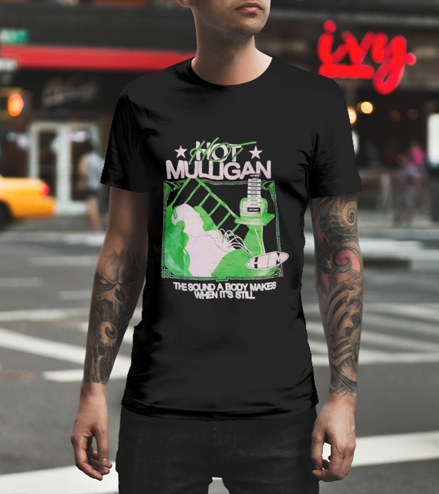 Hot Mulligan The Sound A Body Makes When It's Still Music Graphic With Green And White T-Shirt