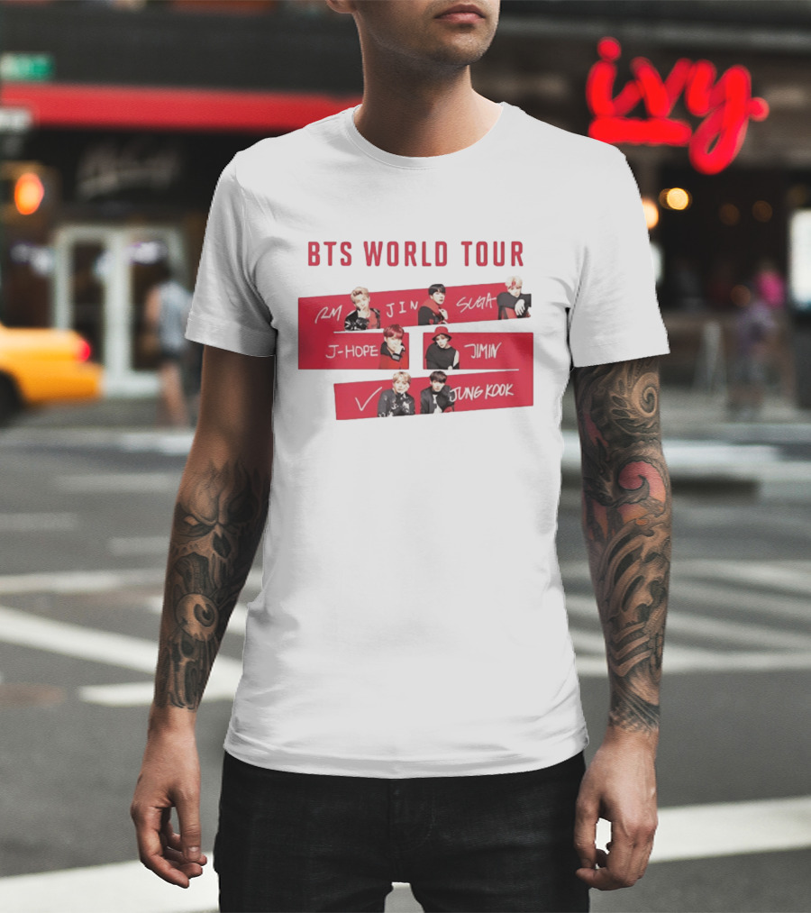 BTS World Tour RM Jin Suga J Hope Jimin V Jungkook T-Shirt