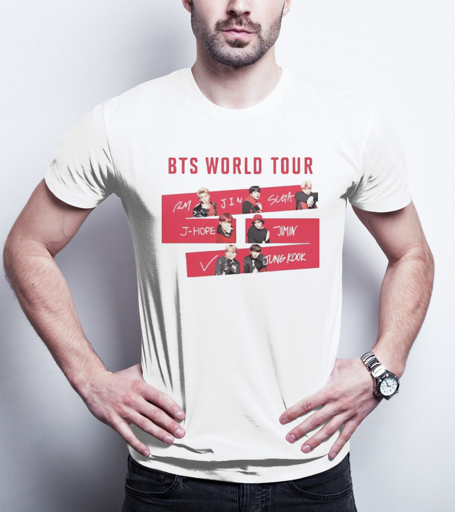 BTS World Tour RM Jin Suga J Hope Jimin V Jungkook T-Shirt