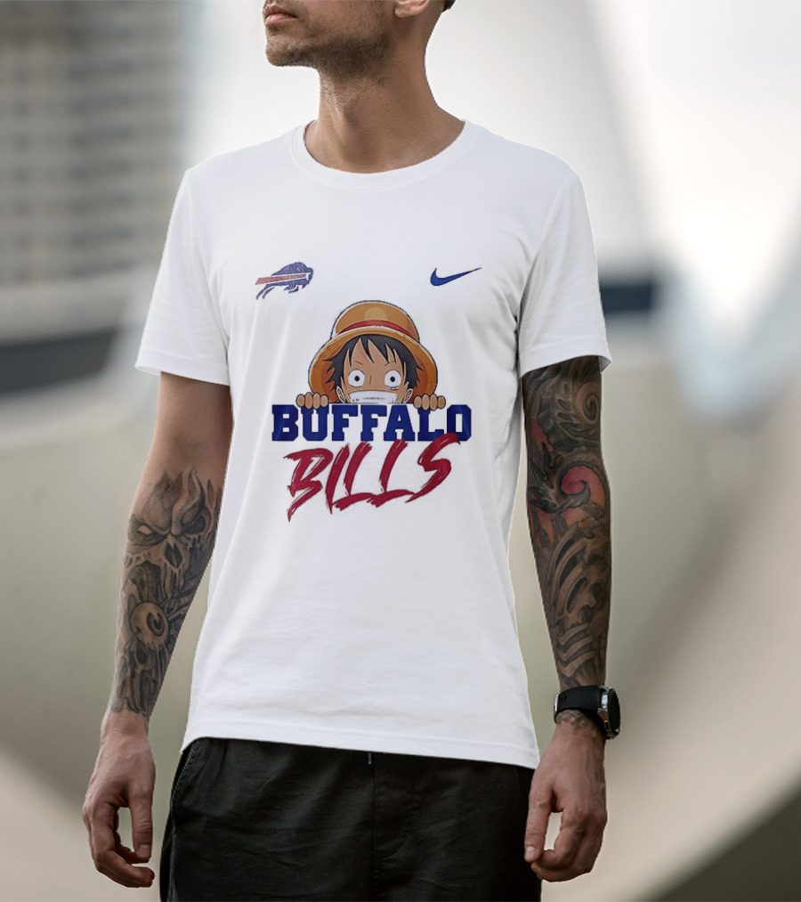 Buffalo Bills One Piece Monkey D Luffy Nike Collaboration T-Shirt