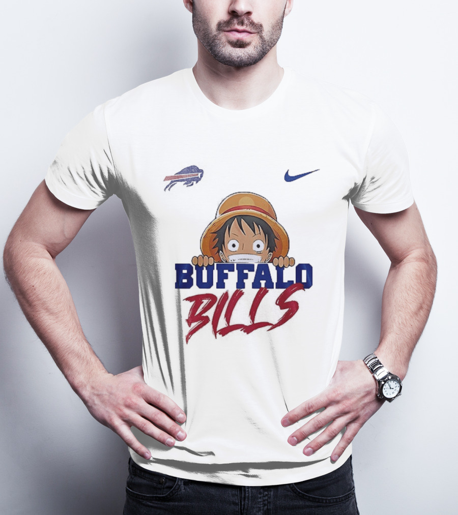 Buffalo Bills One Piece Monkey D Luffy Nike Collaboration T-Shirt