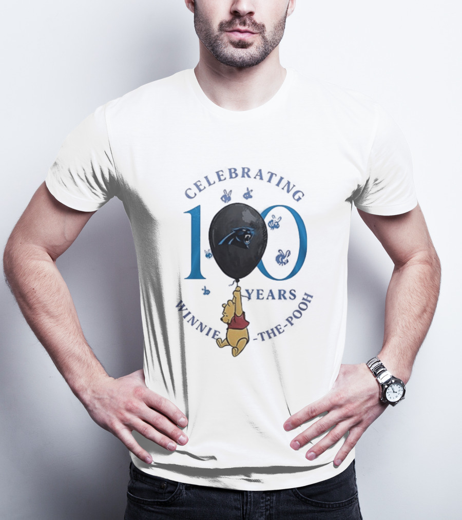Carolina Panthers Winnie The Pooh 100th Anniversary Celebrating Years T-Shirt