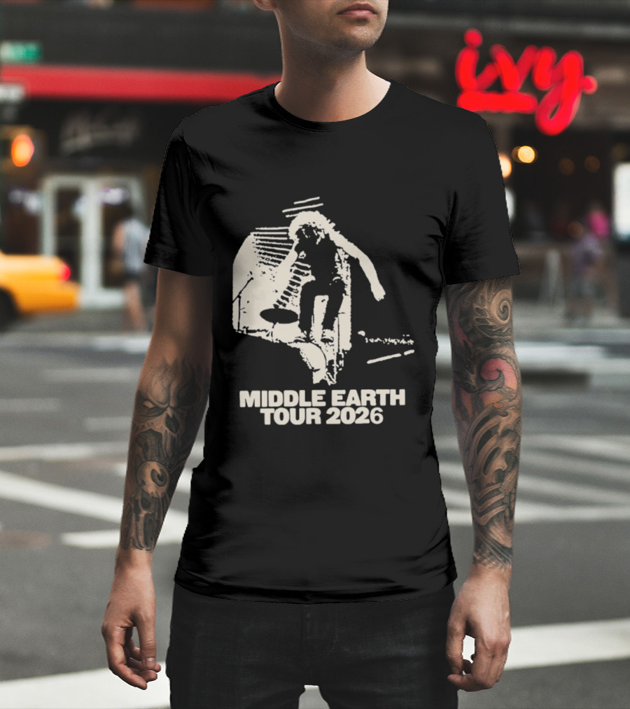 Jesse Welles Middle Earth Tour 2026 Sketch Style Concert Promotion T-Shirt