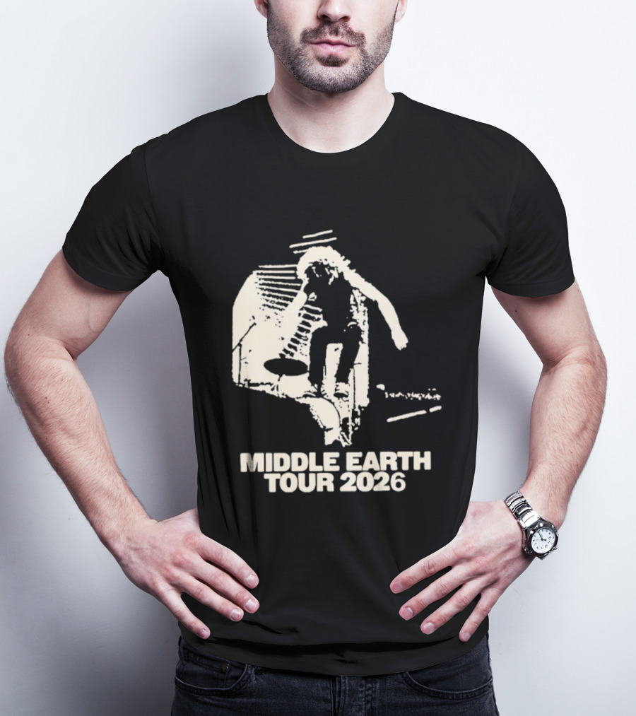 Jesse Welles Middle Earth Tour 2026 Sketch Style Concert Promotion T-Shirt