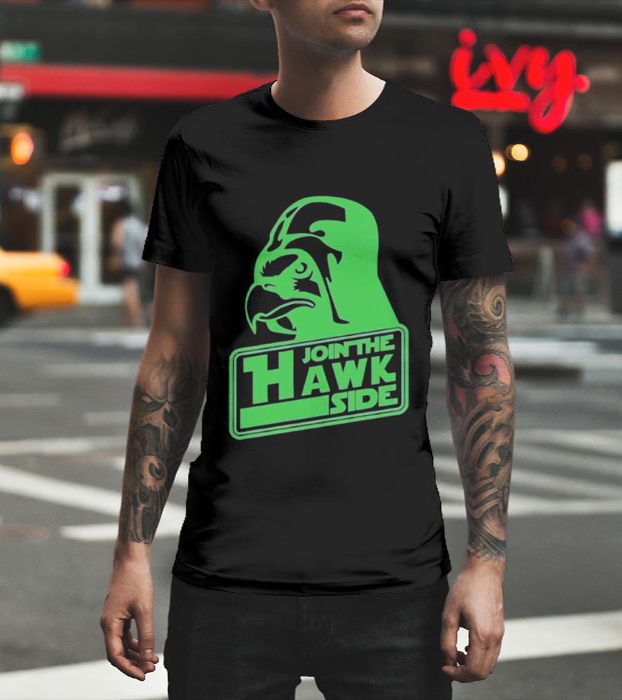 Join The Hawk Side Classic Iconic Green Hawk Face T-Shirt