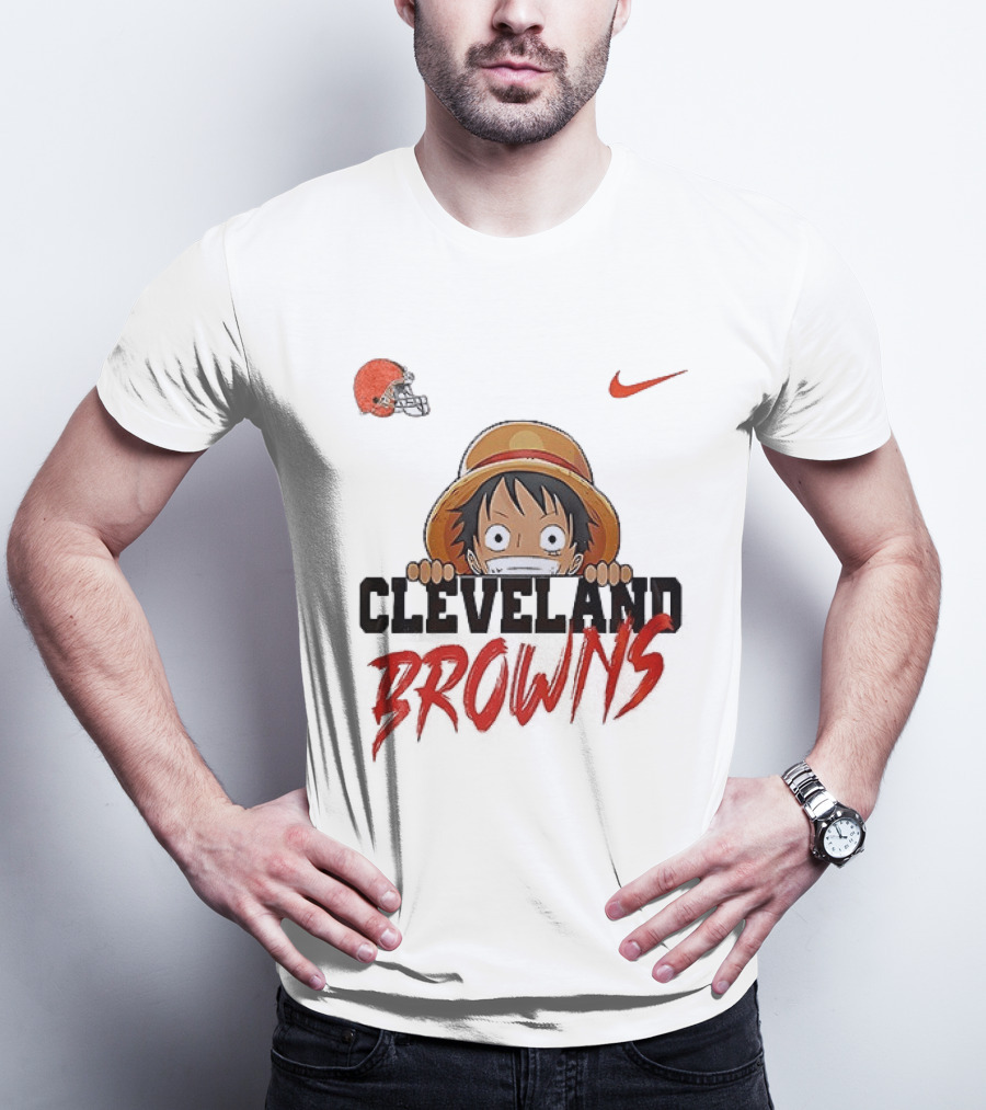 Cleveland Browns One Piece Monkey D Luffy Nike Collaboration T-Shirt