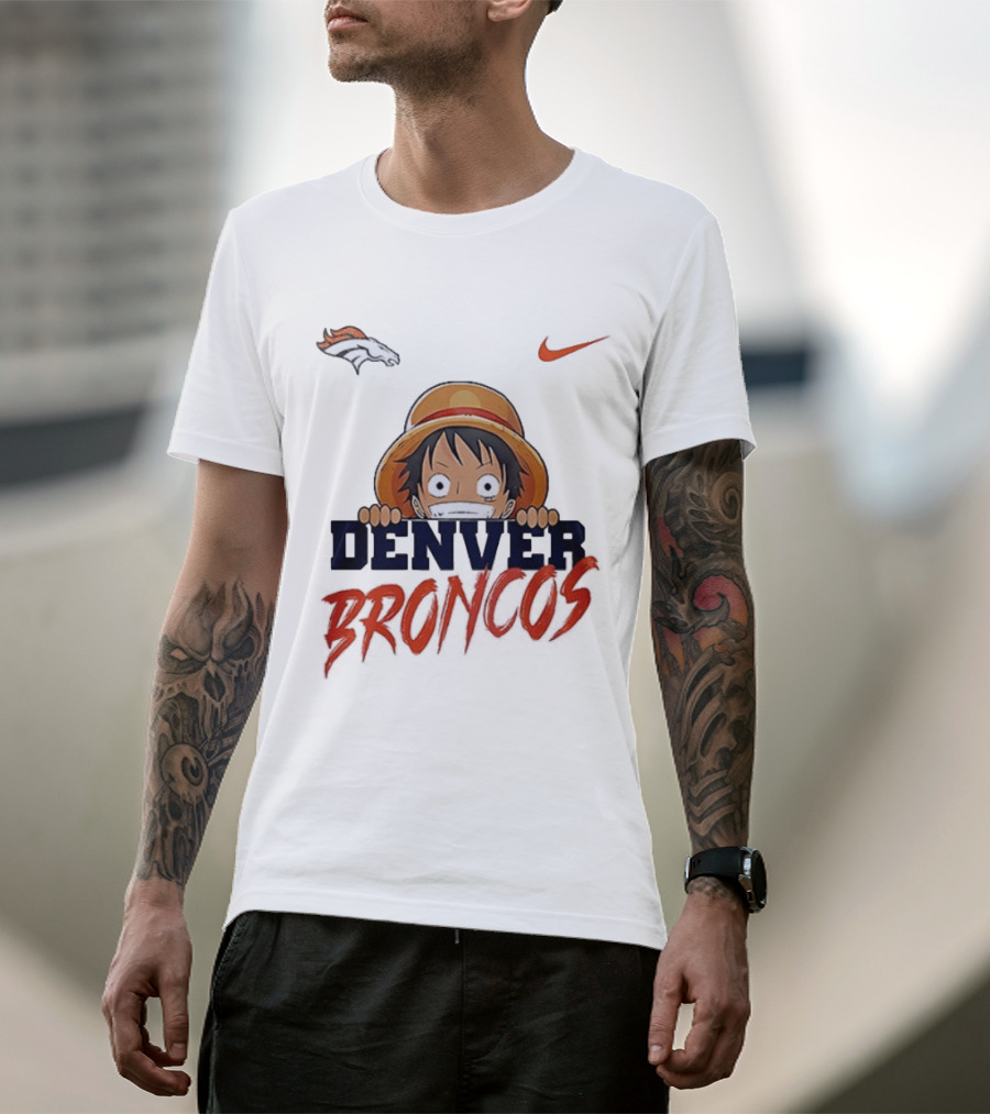 Denver Broncos One Piece Monkey D Luffy Anime Crossover Nike Collaboration T-Shirt