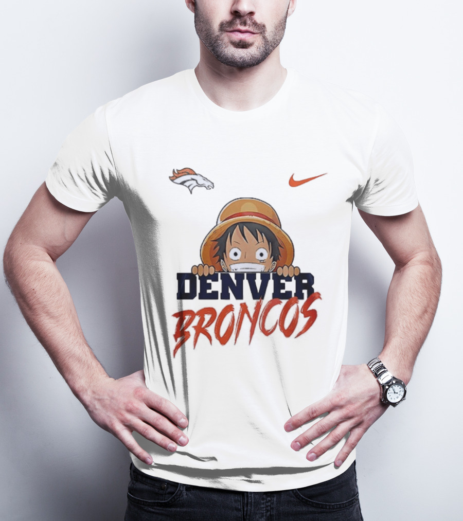 Denver Broncos One Piece Monkey D Luffy Anime Crossover Nike Collaboration T-Shirt