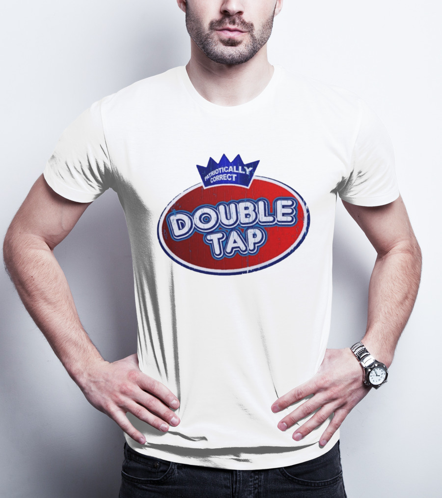 Patriotically Correct Double Tap Oval Design With Crown T-Shirt