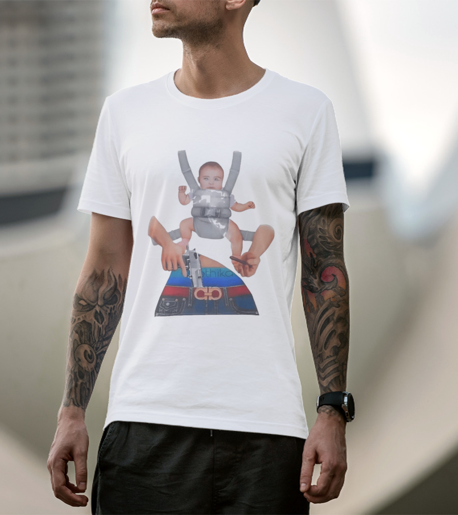 Ethika Responsible Father Baby Carrier Gun Mobile Concept T-Shirt