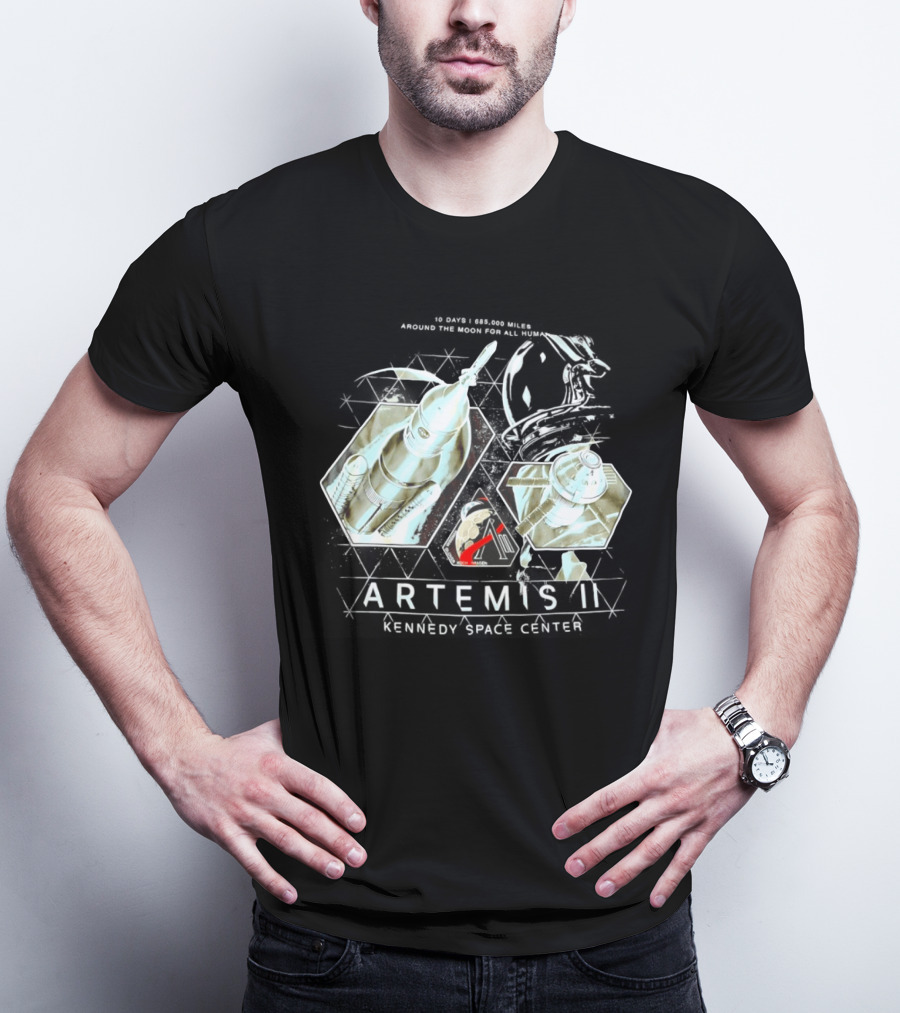 Artemis II Kennedy Space Center 10 Days 685000 Miles Around The Moon For All Humanity T-Shirt