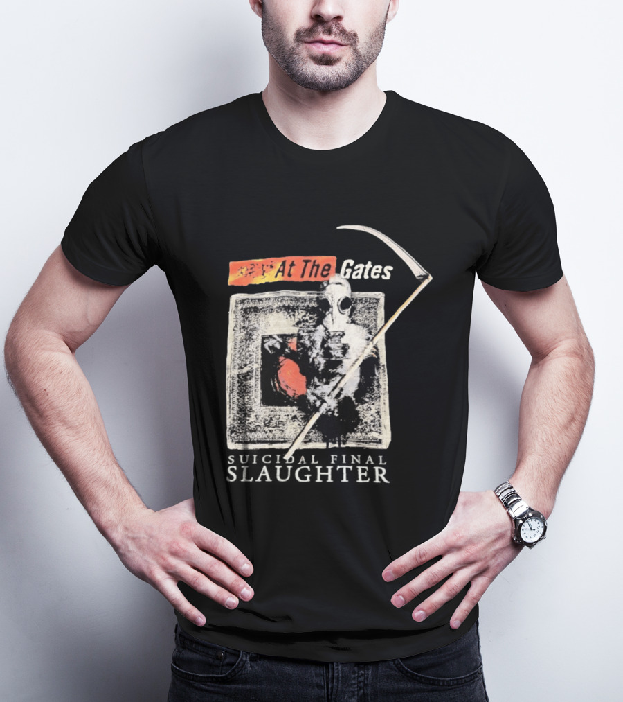 At The Gates Suicidal Final Slaughter Grim Reaper Gas Mask T-Shirt