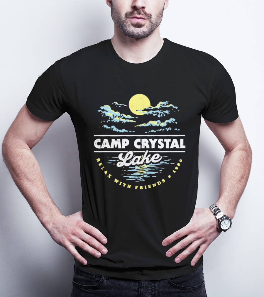 Camp Crystal Lake Relax With Friends 1980 Moon Clouds T-Shirt