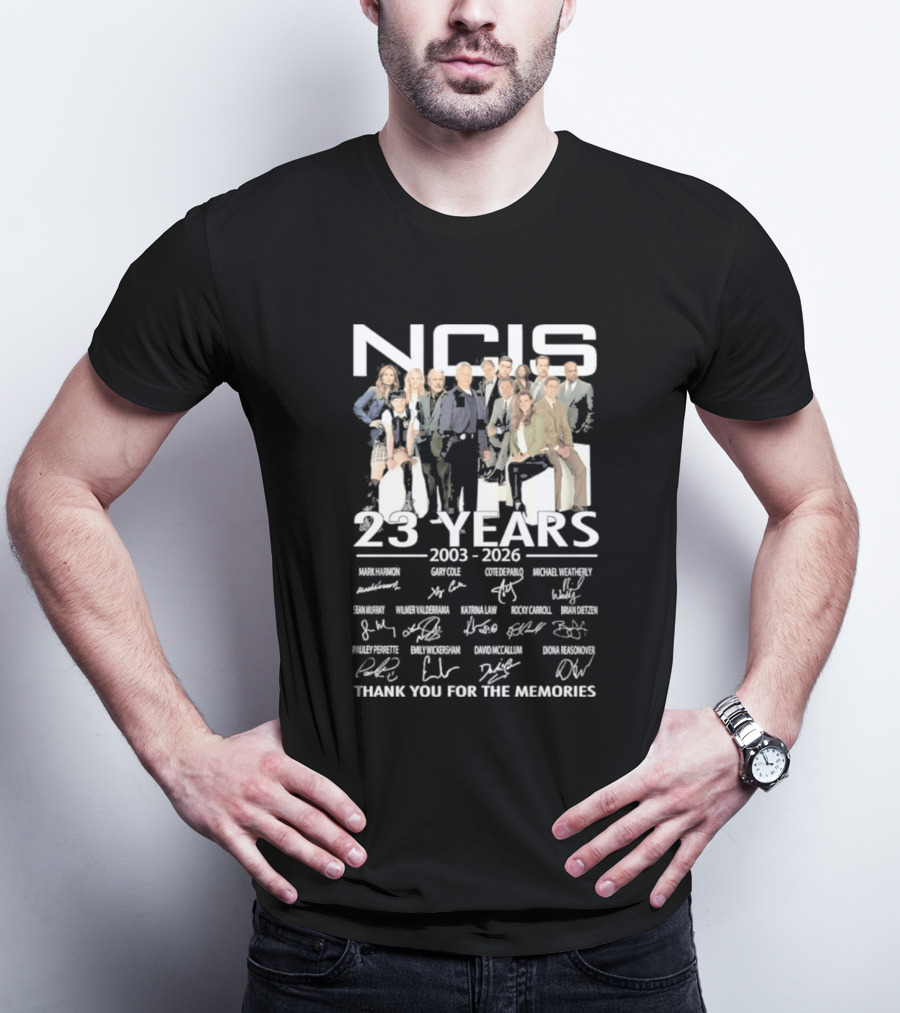 NCIS 23 Years 2003 2026 All Cast Members Autographed Thank You For The Memories T-Shirt