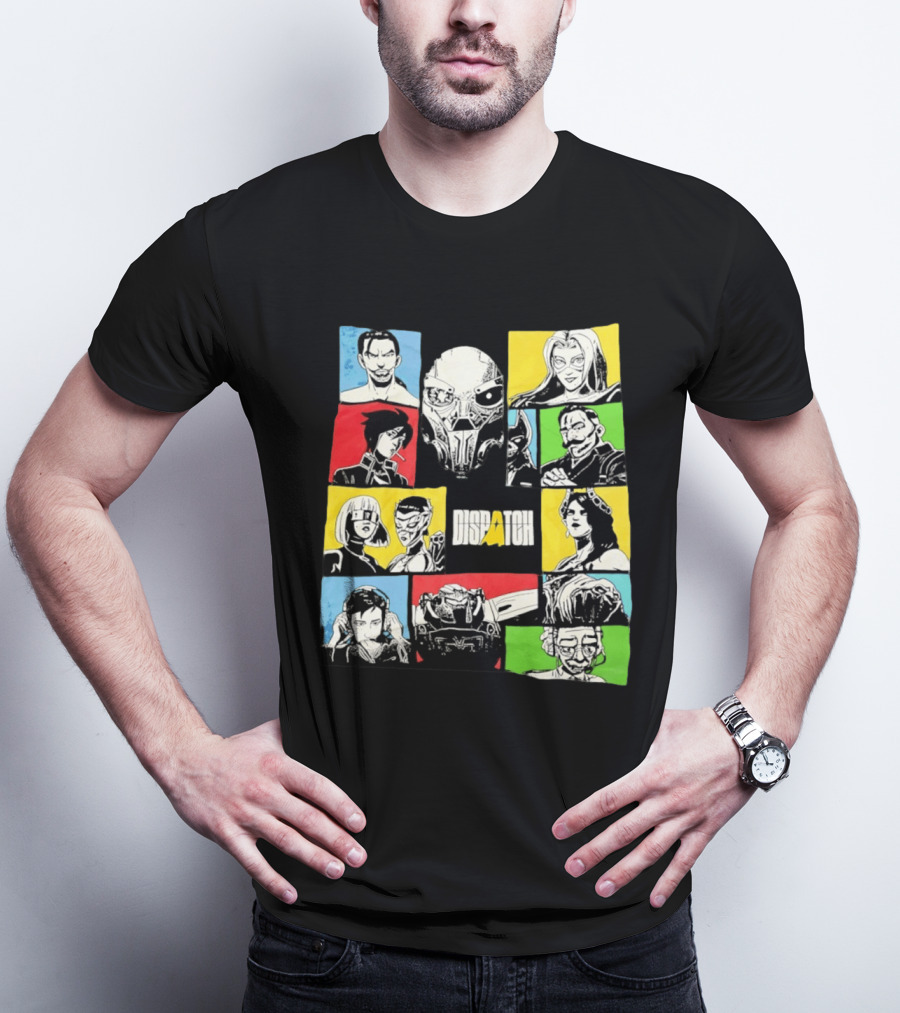 Dispatch Comic Style Characters In Vibrant Color Blocks T-Shirt