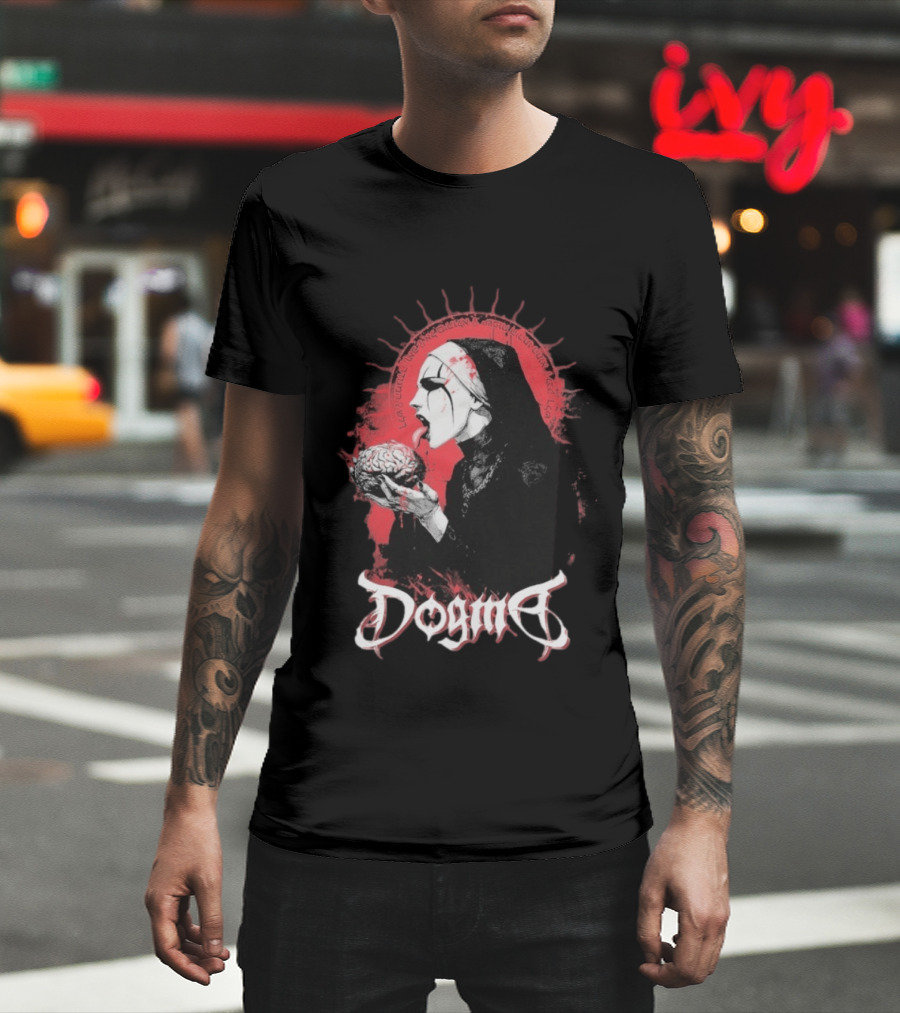 Dogma Brain Gothic Nun With Red Halo And Brain T-Shirt