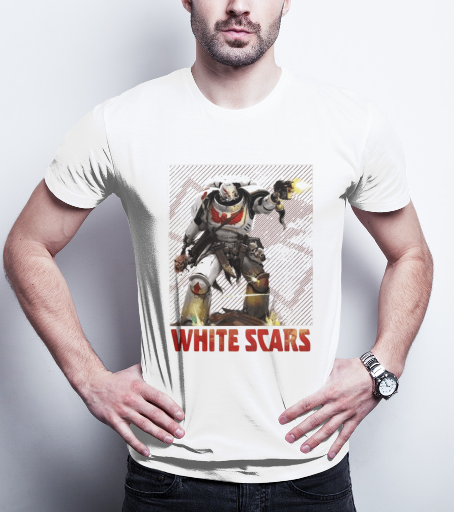 Warhammer 40 000 White Scars Power Armor Warrior With Weapon T-Shirt