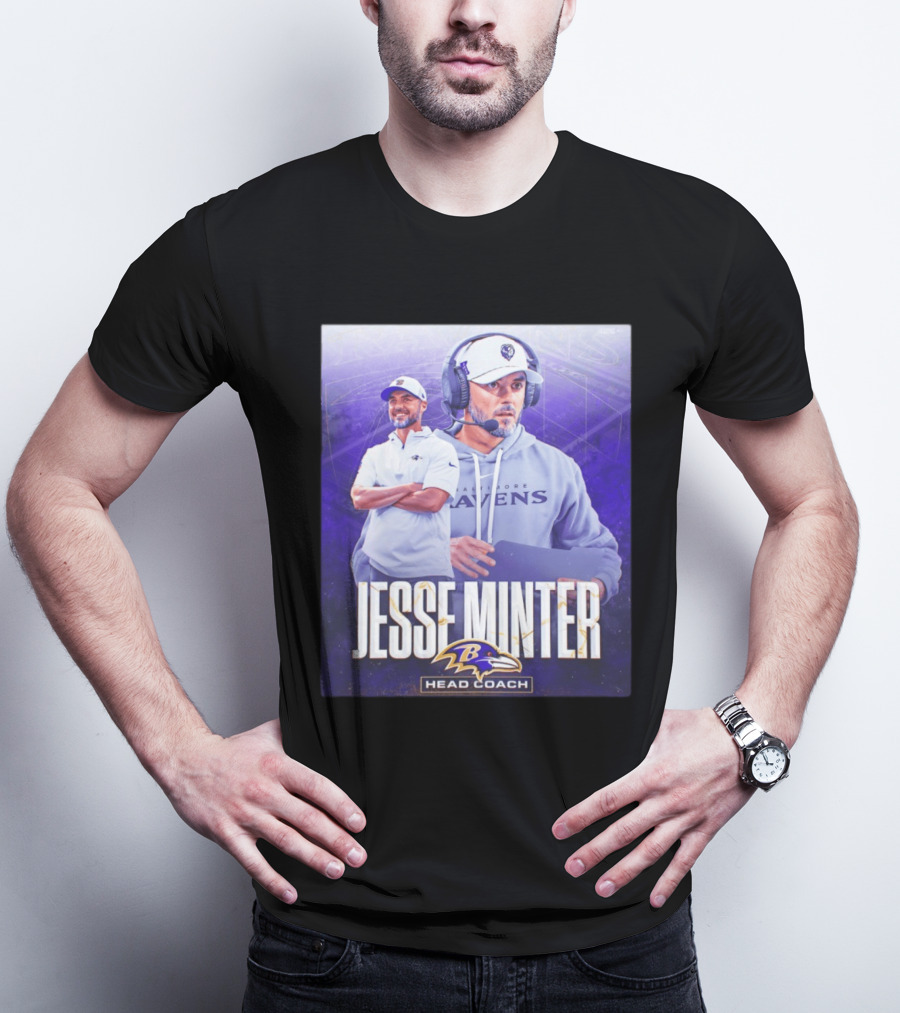 Jesse Minter Baltimore Ravens Head Coach NFL Ravens Logo Sports T-Shirt
