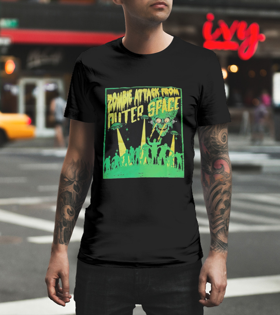 Zombie Attack From Outer Space UFO Alien Invasion T-Shirt