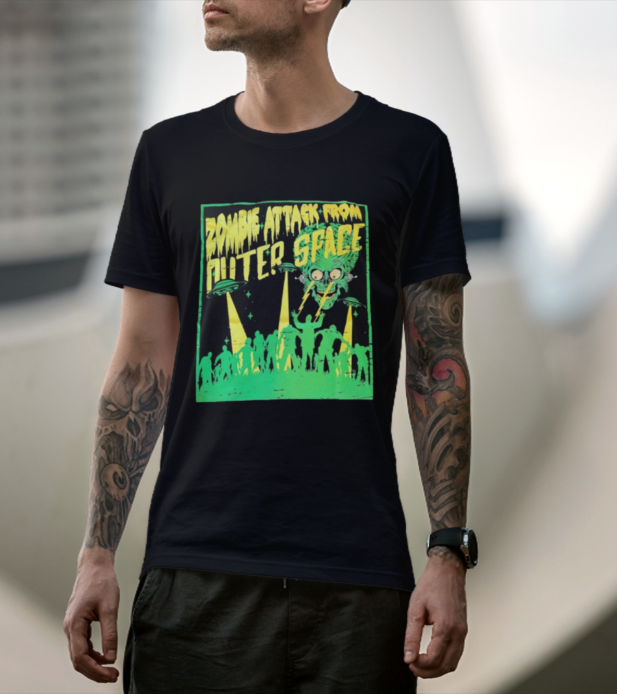 Zombie Attack From Outer Space UFO Alien Invasion T-Shirt