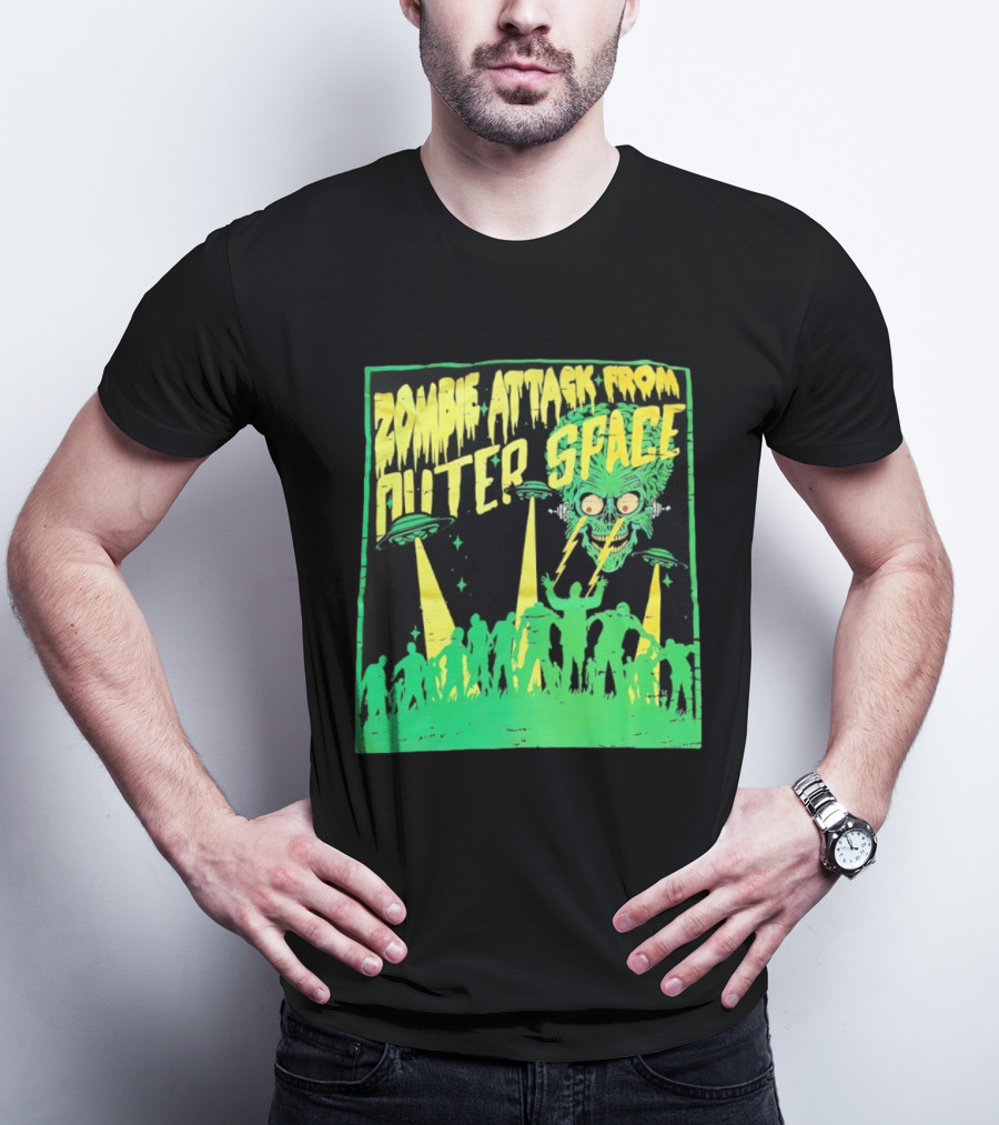Zombie Attack From Outer Space UFO Alien Invasion T-Shirt