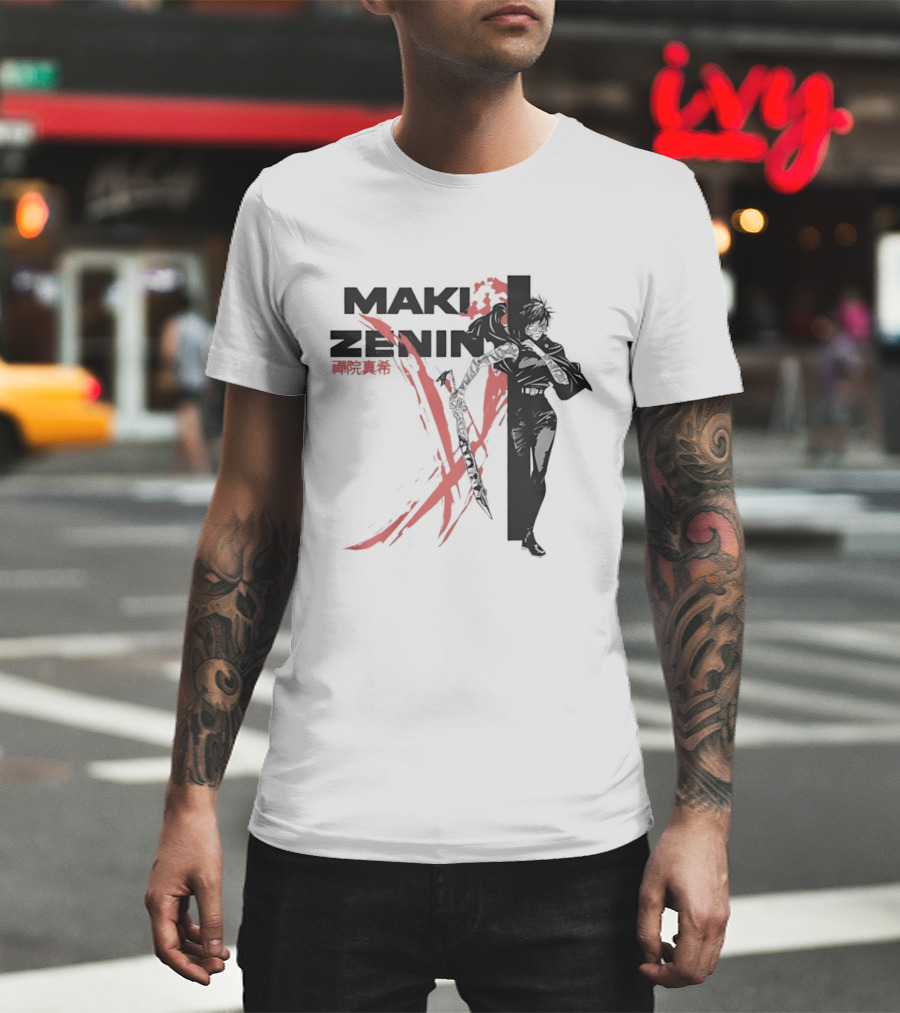Maki Zenin Jujutsu Kaisen Anime Red Brush T-Shirt