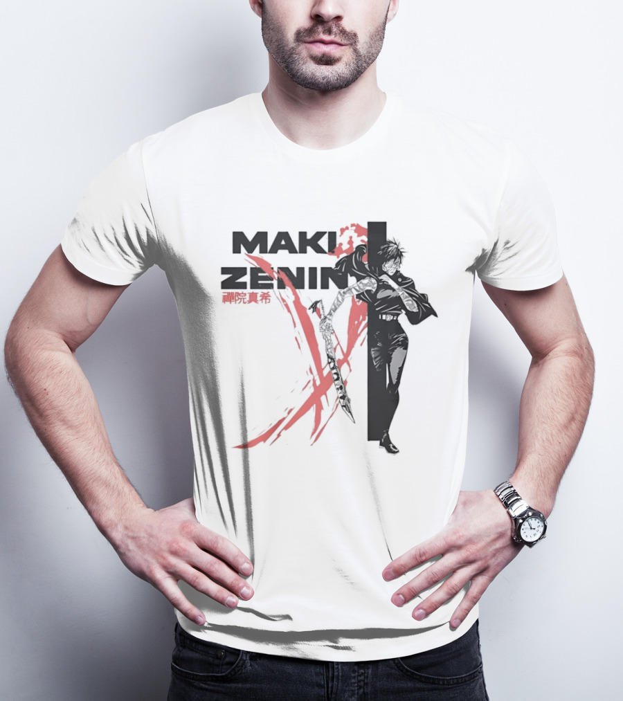 Maki Zenin Jujutsu Kaisen Anime Red Brush T-Shirt