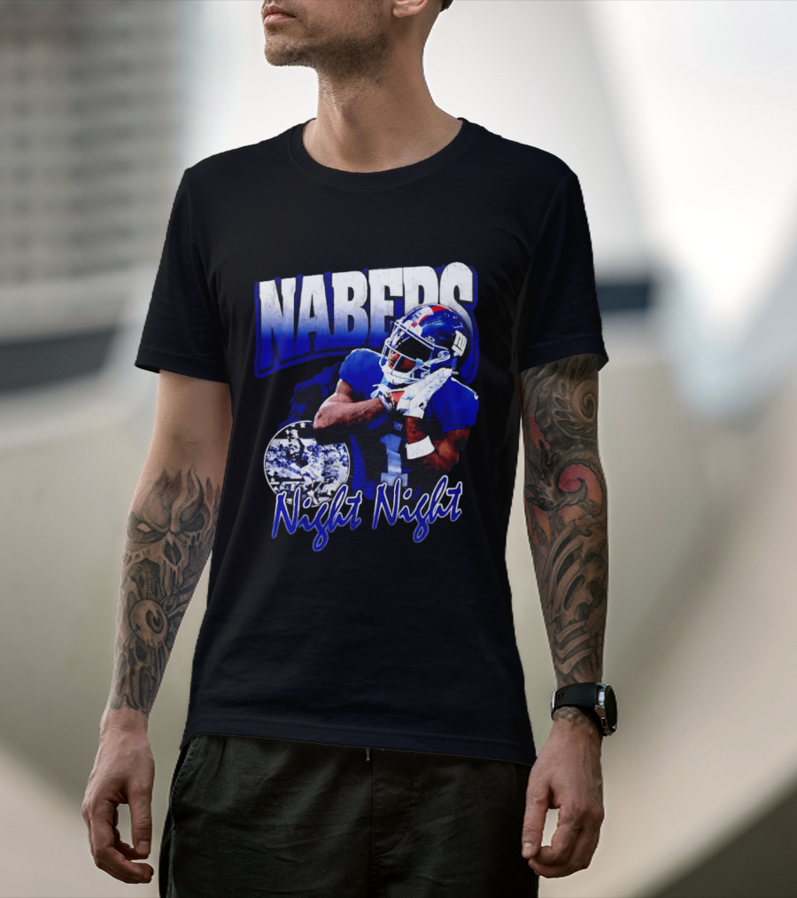Nabers Night Night Football New York Giants T-Shirt