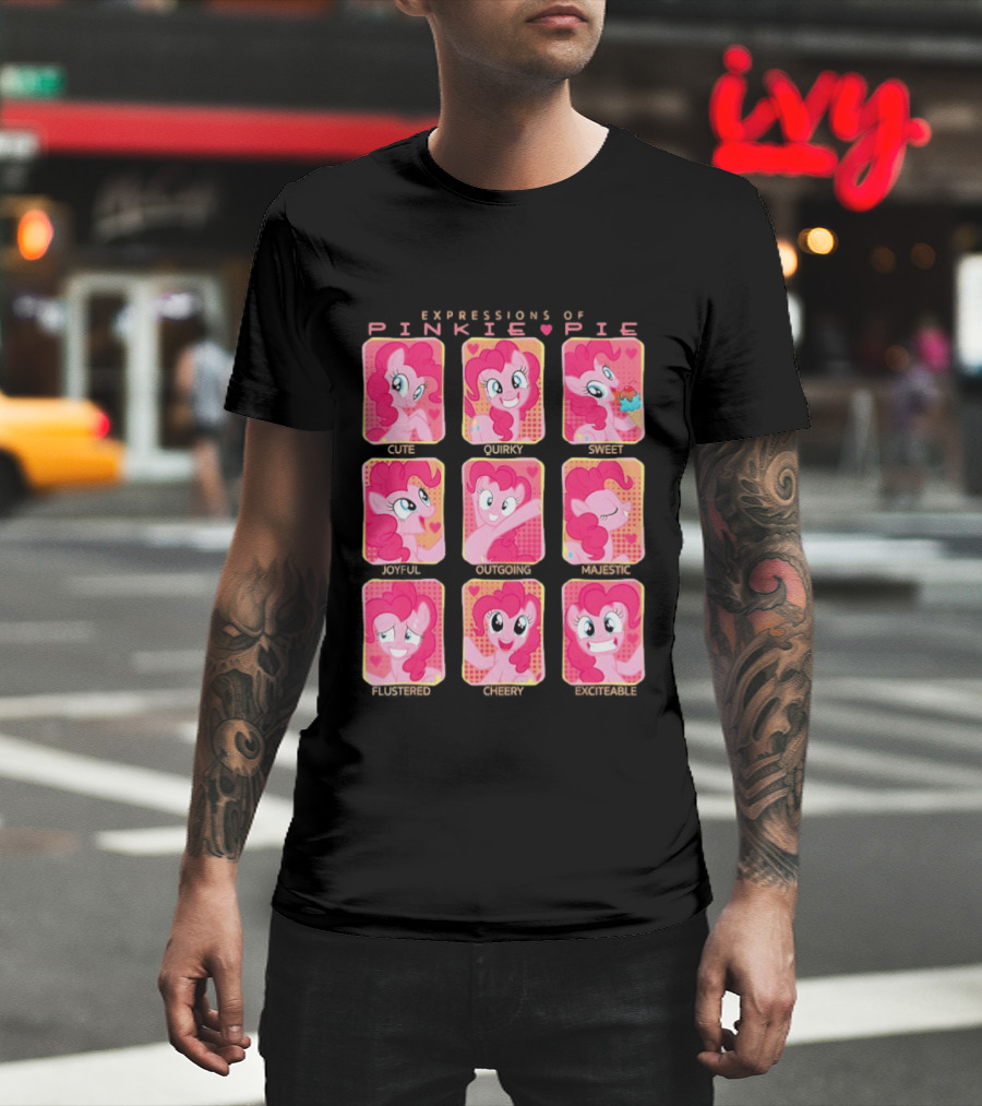 Expressions Of Pinkie Pie My Little Pony Funny Happy Faces T-Shirt