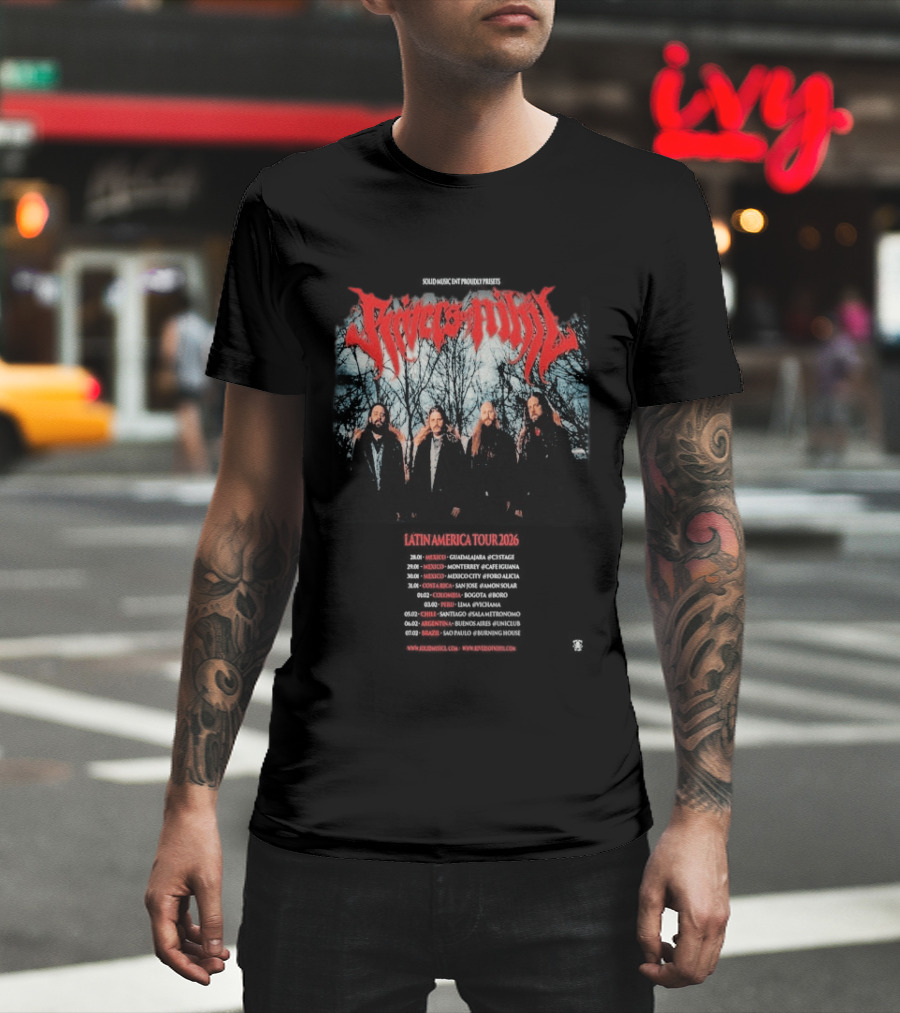 Rivers Of Nihil Latin America Tour 2026 Band Photo With Tour Dates And Locations T-Shirt