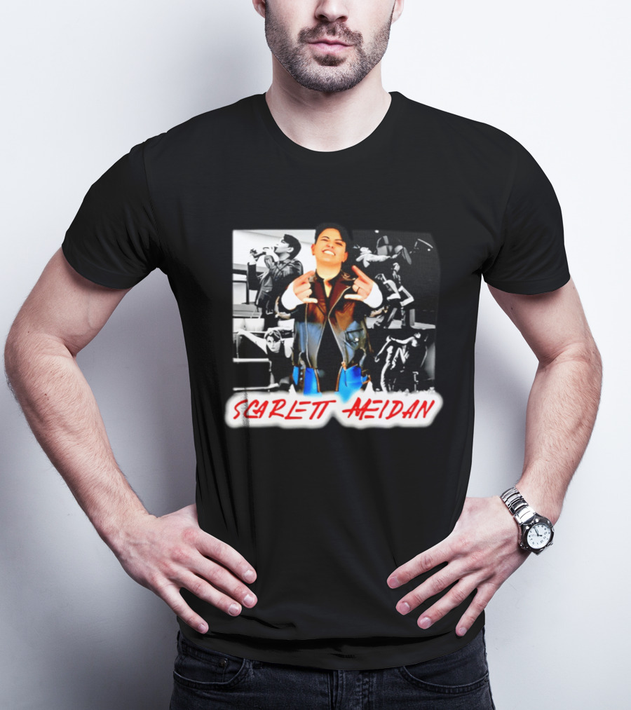 Scarlett Meidan Highlight Collage Jacket Pose T-Shirt