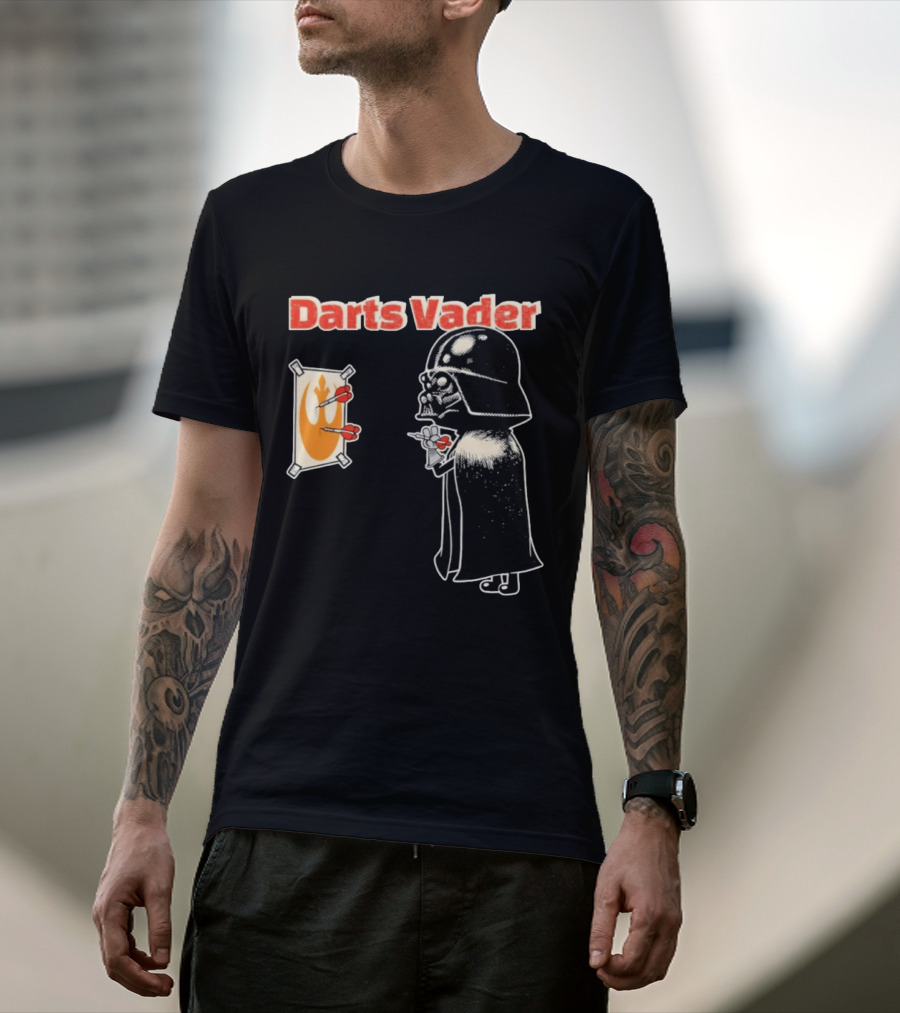 Darts Vader Playing Targets With Iconic Galactic Dartboard Opponent T-Shirt
