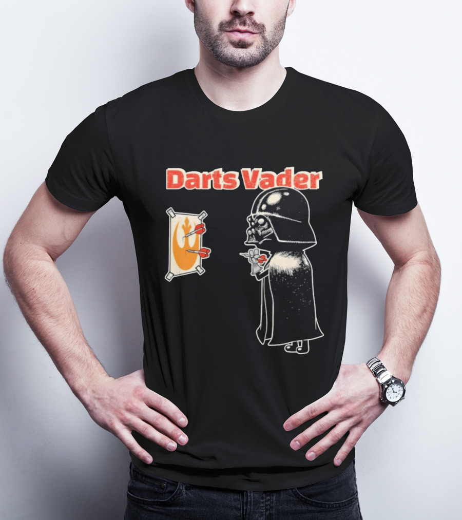 Darts Vader Playing Targets With Iconic Galactic Dartboard Opponent T-Shirt