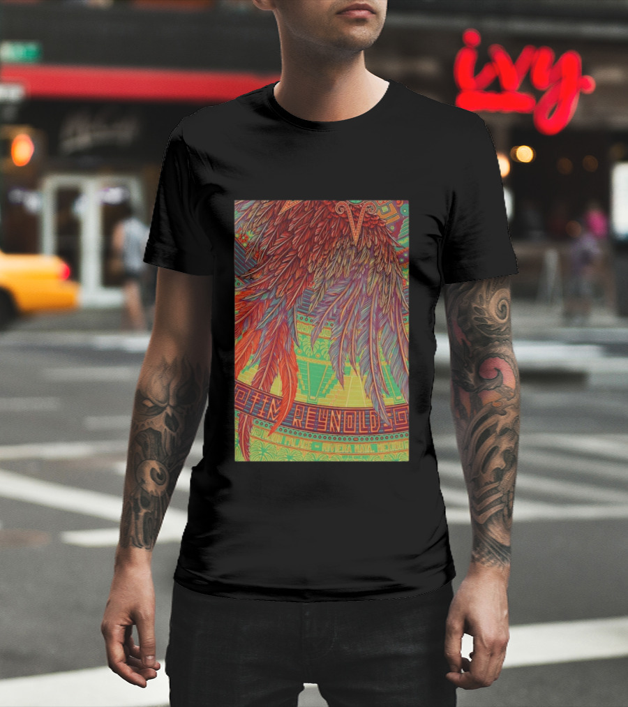 Dave Matthews Band 2026 Mexico Tim Reynolds Vibrant Feather T-Shirt