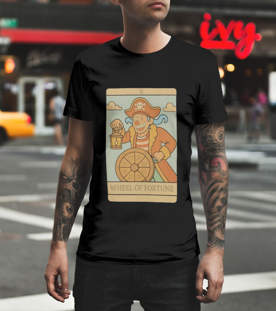 Wheel Of Fortune Tarot Card Pirate Clown Lantern Fortune Wheel T-Shirt