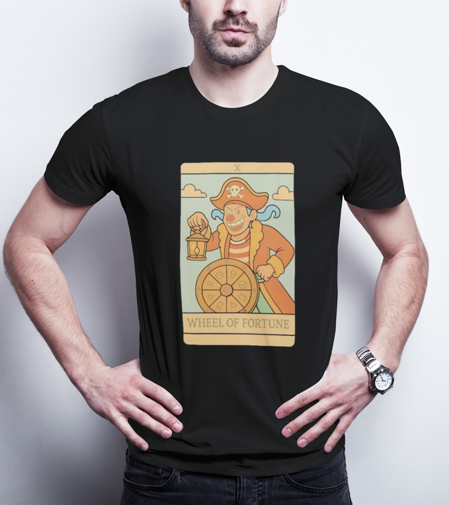 Wheel Of Fortune Tarot Card Pirate Clown Lantern Fortune Wheel T-Shirt