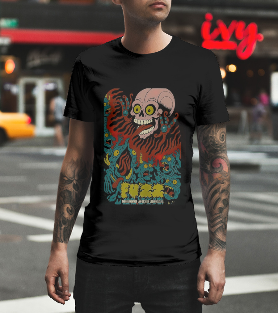 Fuzz Tour Skull Monster Art Los Angeles CA Jan 23 2026 T-Shirt
