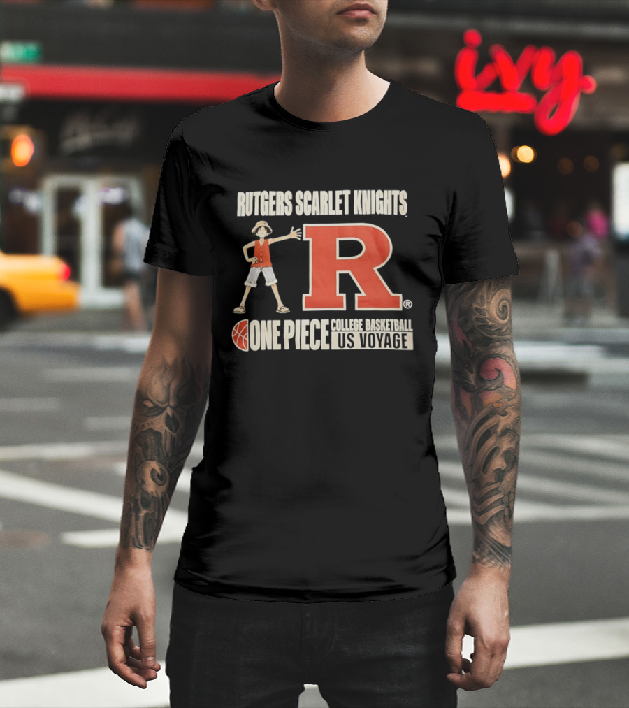 Rutgers Scarlet Knights Luffy One Piece College Basketball US Voyage T-Shirt